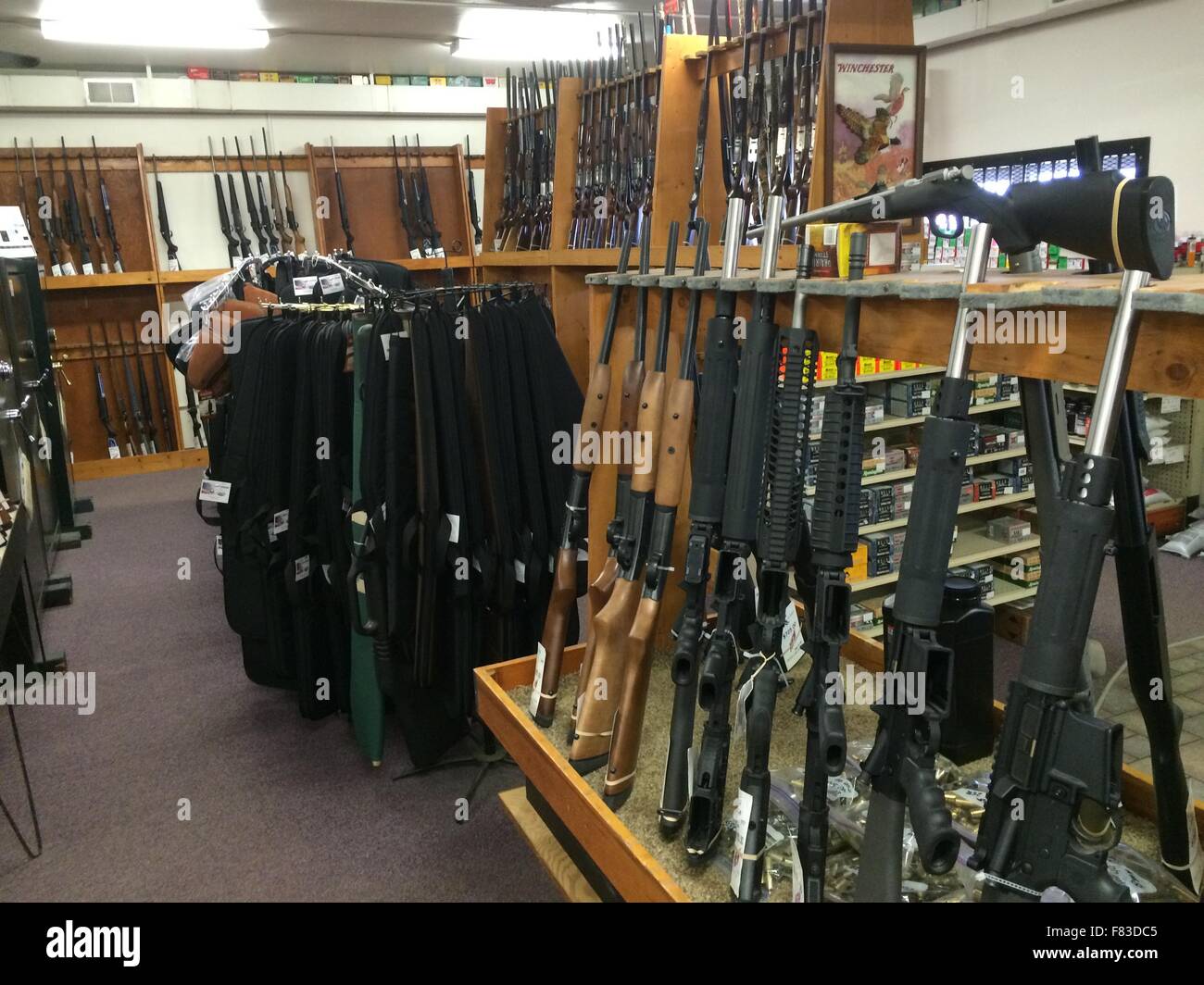 Pierre, USA. 10th Apr, 2015. Assault rifles and other automatic weapons ...