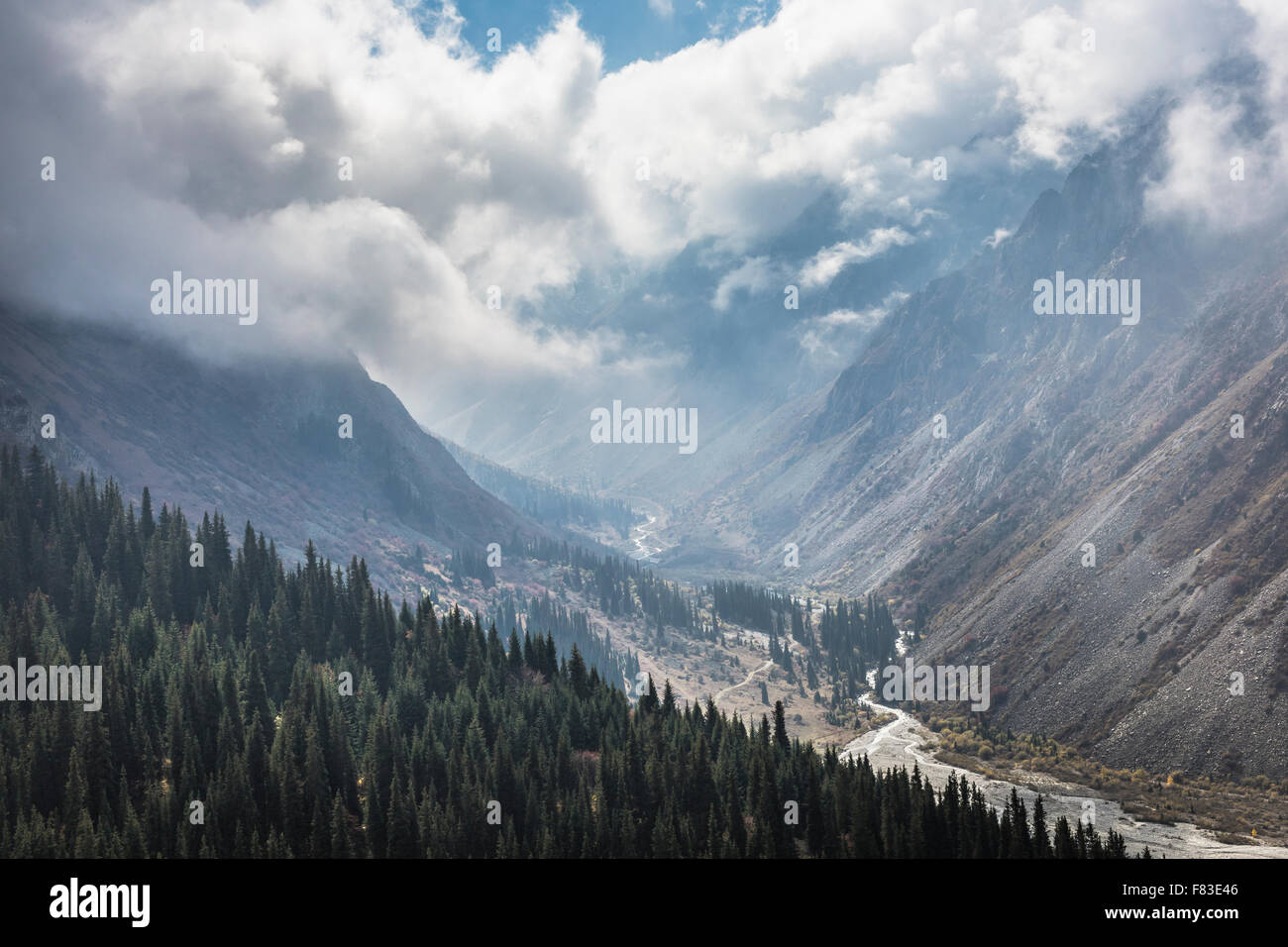 The panorama of mountain landscape of Ala-Archa gorge in the summer's ...
