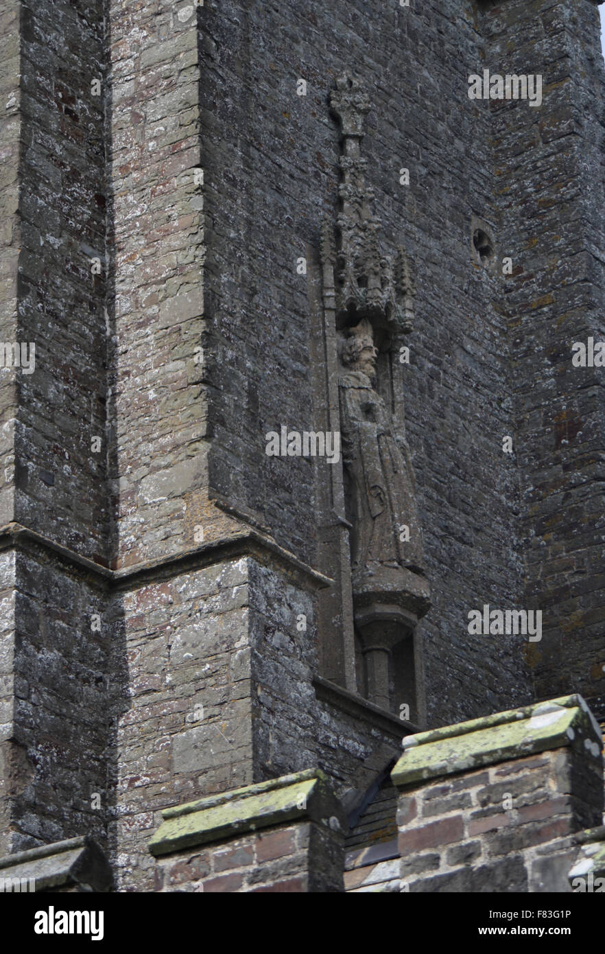 St Nectans Church statue at Stoke Hartland, Devon, England Stock Photo ...