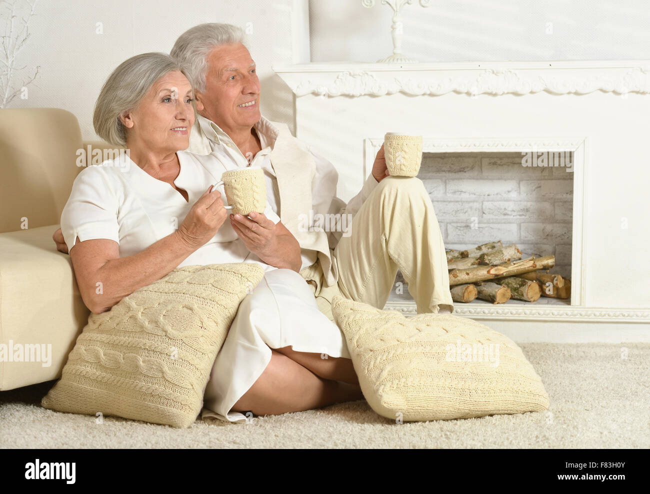 Elderly people with tea Stock Photo - Alamy