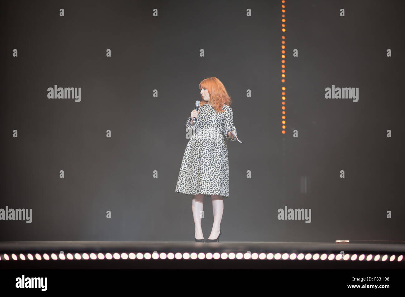 Birmingham, UK. 05th Dec, 2015. Alice Levine presenting the Alcatel ...