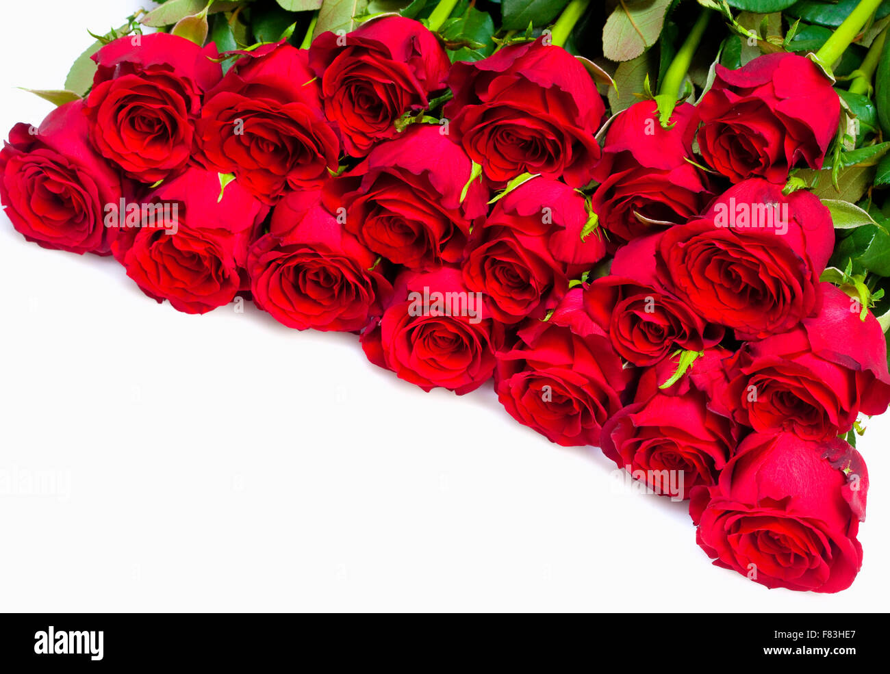 Bouquet of Red Roses - Isolated on White Stock Photo - Alamy