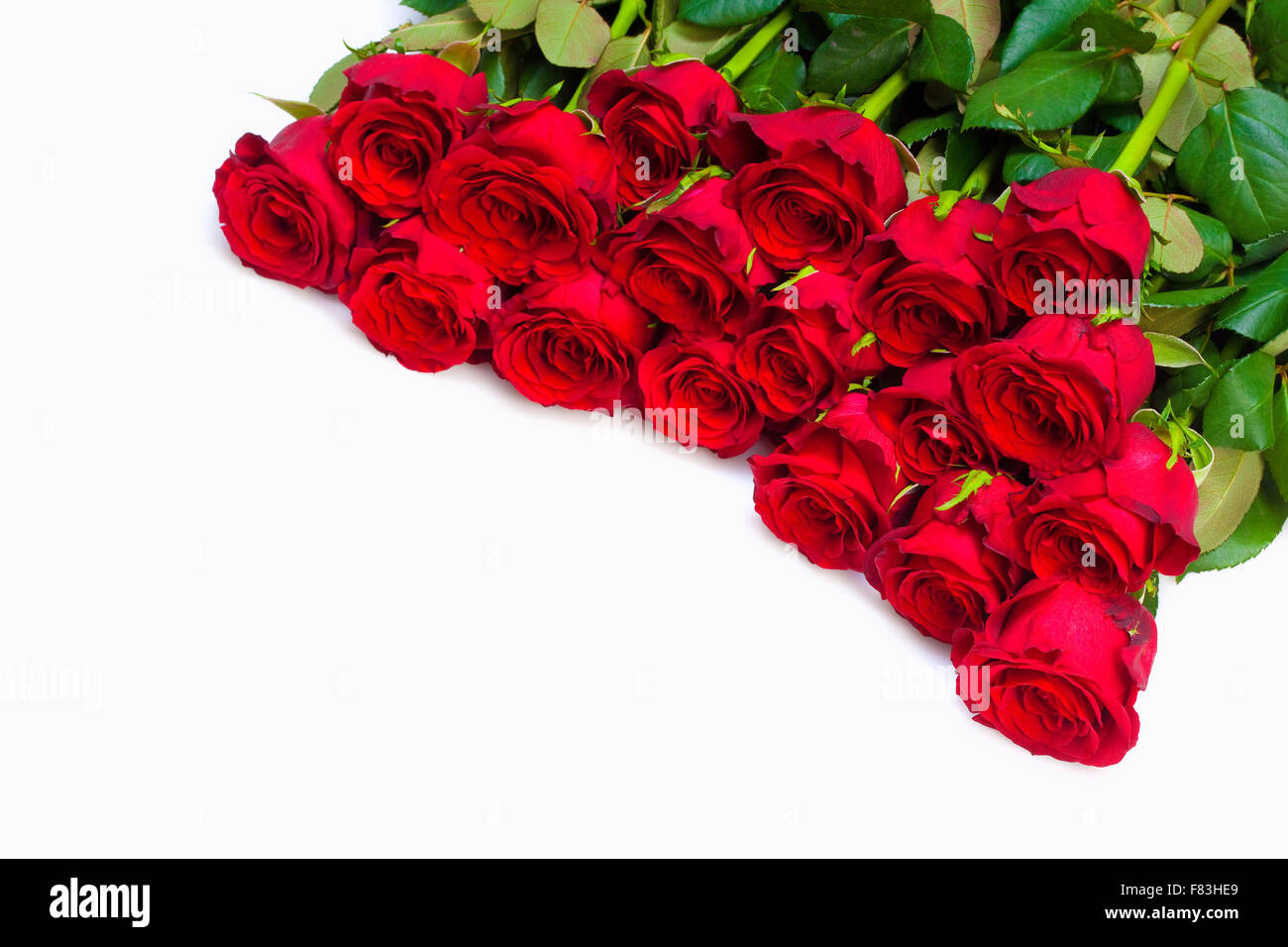 Bouquet of Red Roses - Isolated on White Stock Photo - Alamy