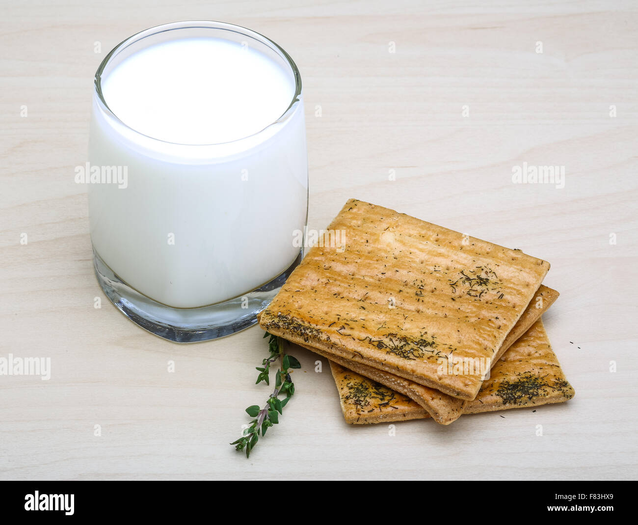 Kefir with pastry - dietary food - on the wood background Stock Photo ...