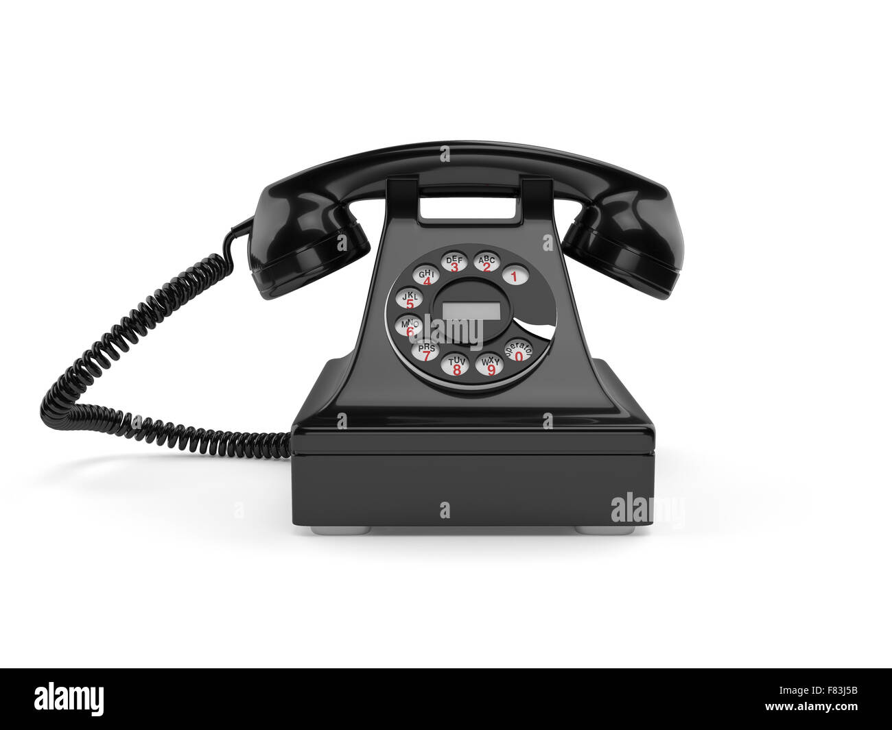 3d illustration of black old-fashioned classic phone isolated on white ...