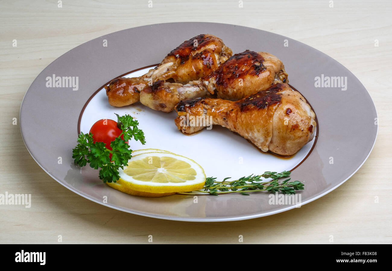 Roasted chicken legs in teriyaki sause with thyme Stock Photo - Alamy