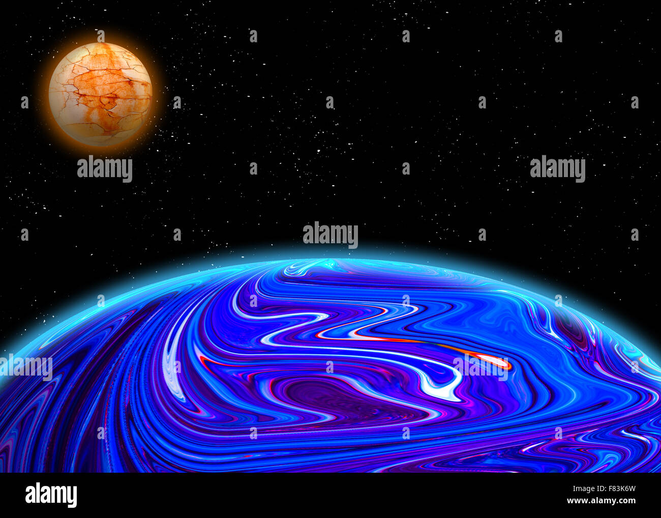 Illustration of a alien planets Stock Photo - Alamy