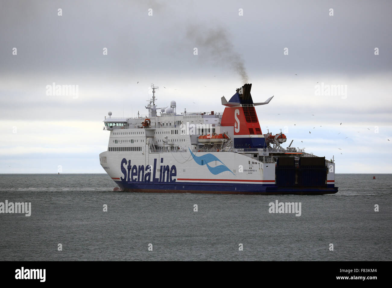 Stena Superfast VII of Stena Line reversing on Loch Ryan to dock into ...