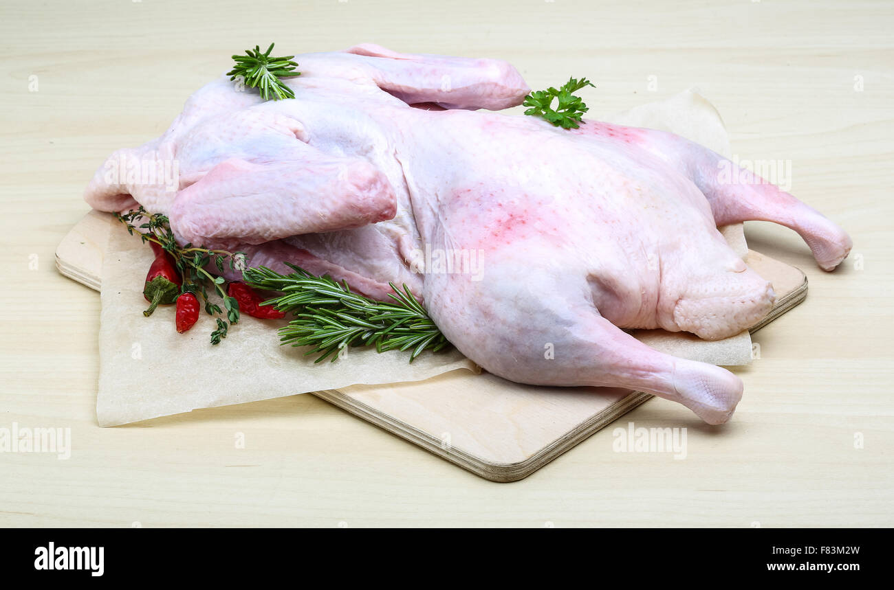 Raw duck with rosemary and spices - ready for cooking Stock Photo - Alamy