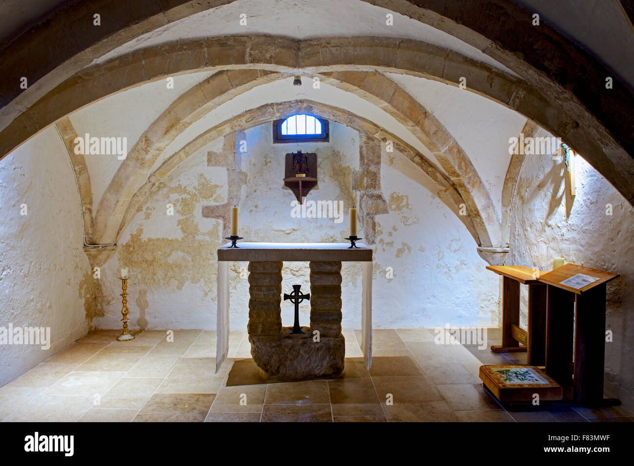 The crypt of the Church of the Holy Trinity, Bosham, Sussex, England UK ...