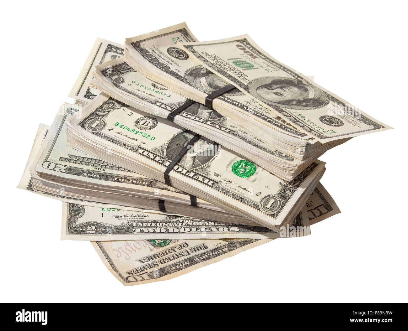 US dollars banknotes. Isolated on white background Stock Photo - Alamy