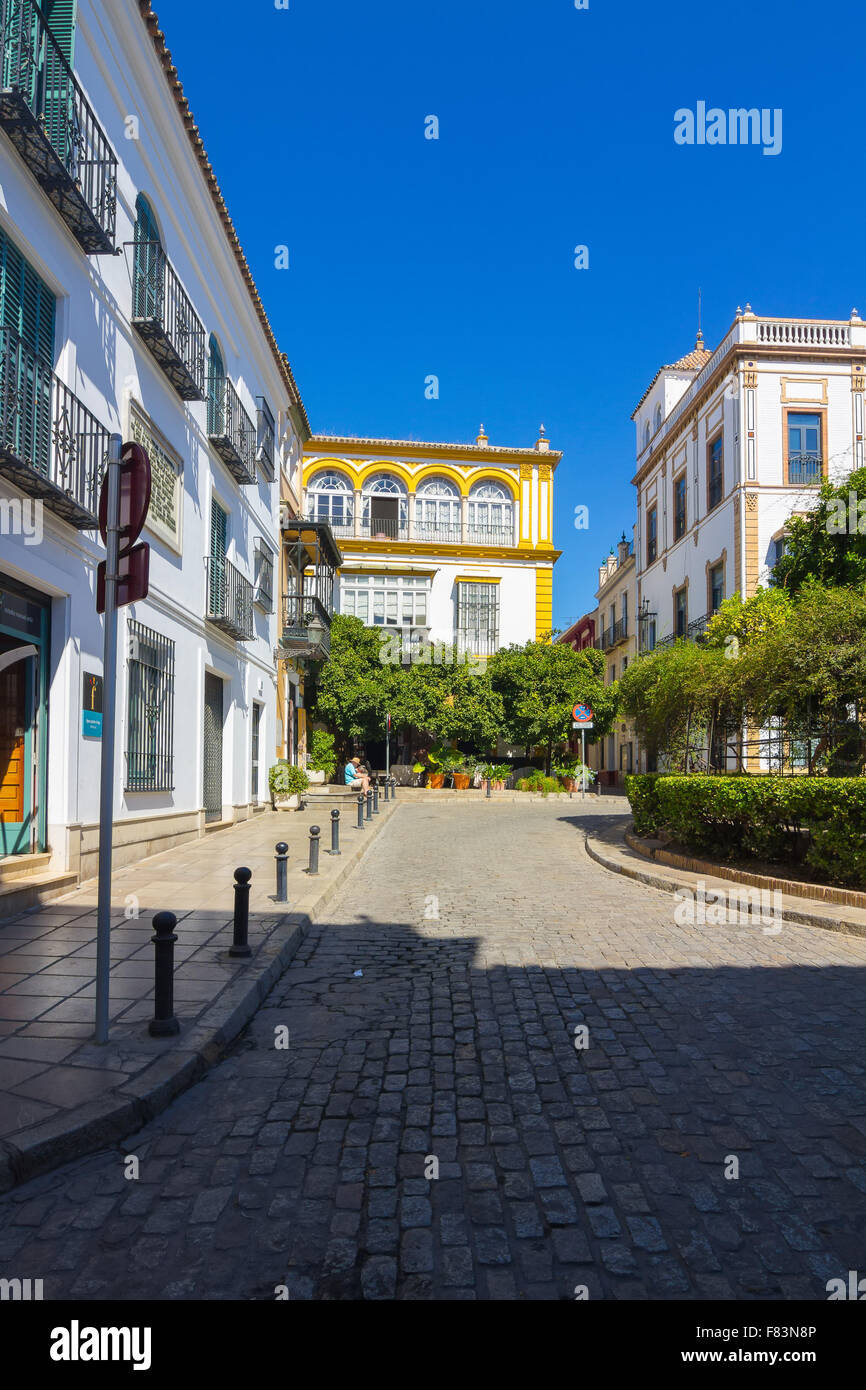 beautiful streets full of typical color of the Andalusian city of ...