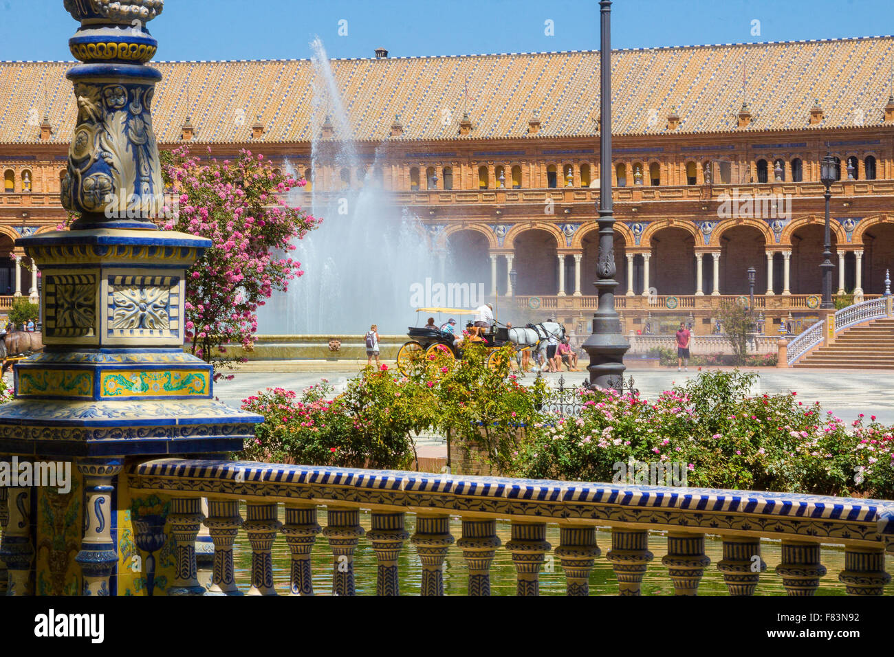 Details of the railing decorated ceramic Pond from the famous Plaza of ...