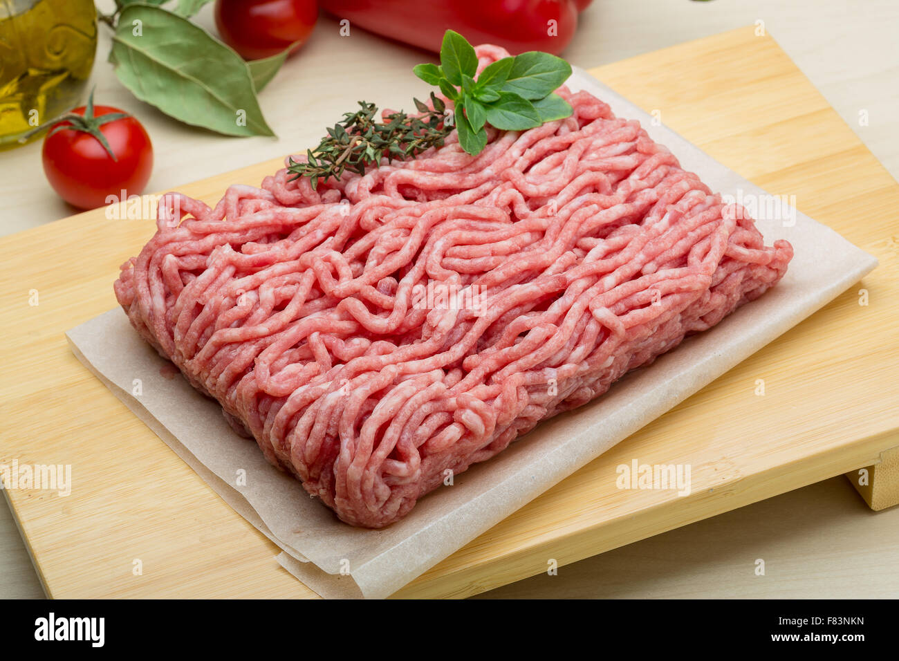 Raw Minced meat with herbs and spices Stock Photo - Alamy