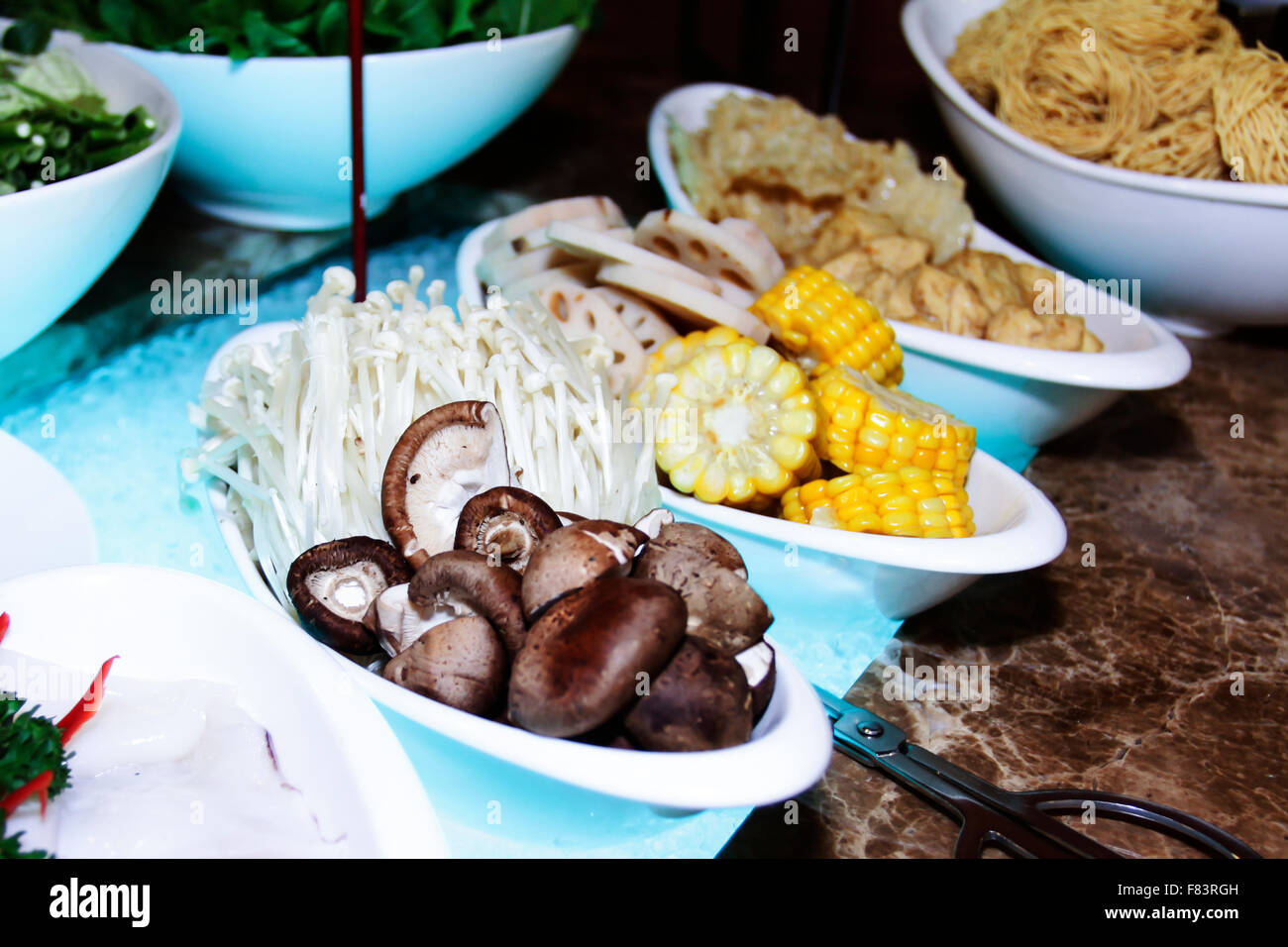 vietnamese buffet with many kind of food Stock Photo - Alamy