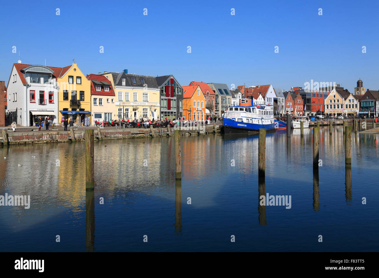 Old harbor of Husum, North Frisia, Schleswig-Holstein, Germany, Europe ...