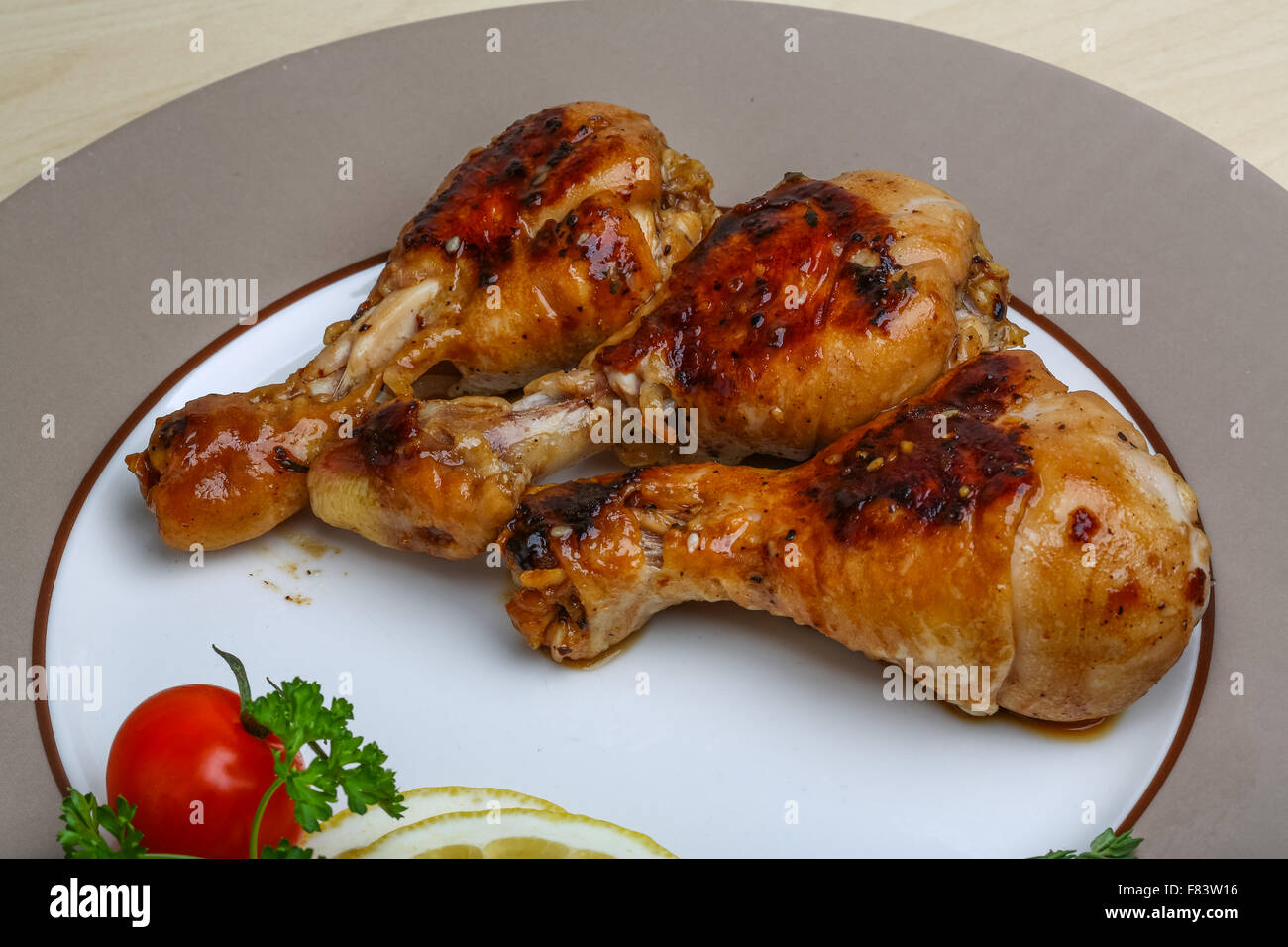 Roasted chicken legs in teriyaki sause with thyme Stock Photo - Alamy