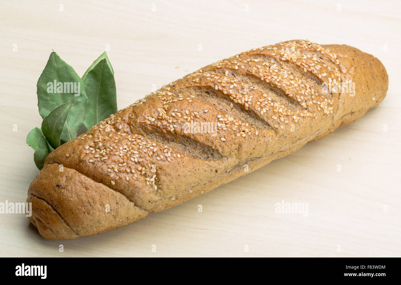 Bread - loaf with seeds and spices leaves Stock Photo - Alamy