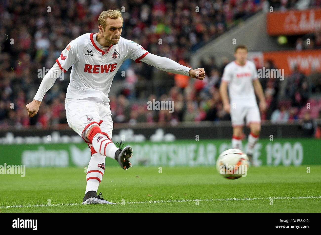 Cologne, Germany. 5th Dec, 2015. Cologne's Marcel Risse shoots at goal ...