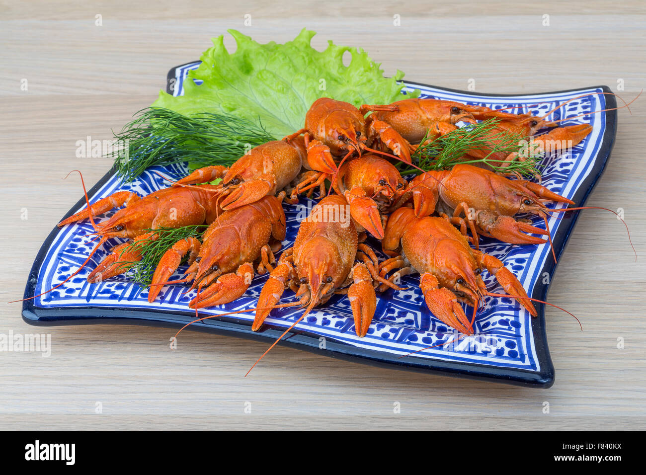 Boiled crayfish in the bowl with dill Stock Photo - Alamy