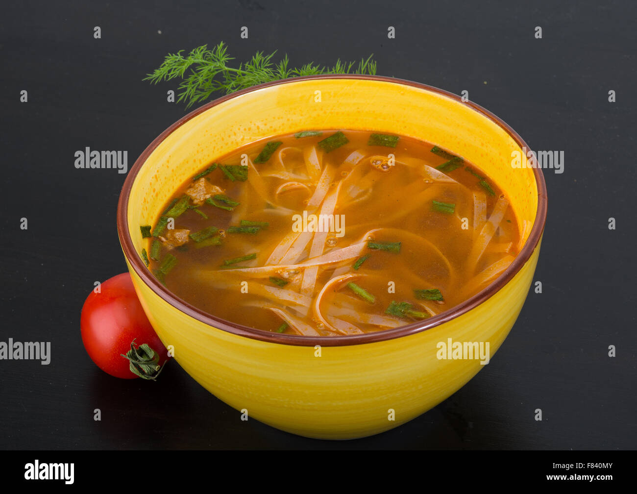 Vietnamese soup Pho with rice noodle and spices Stock Photo - Alamy