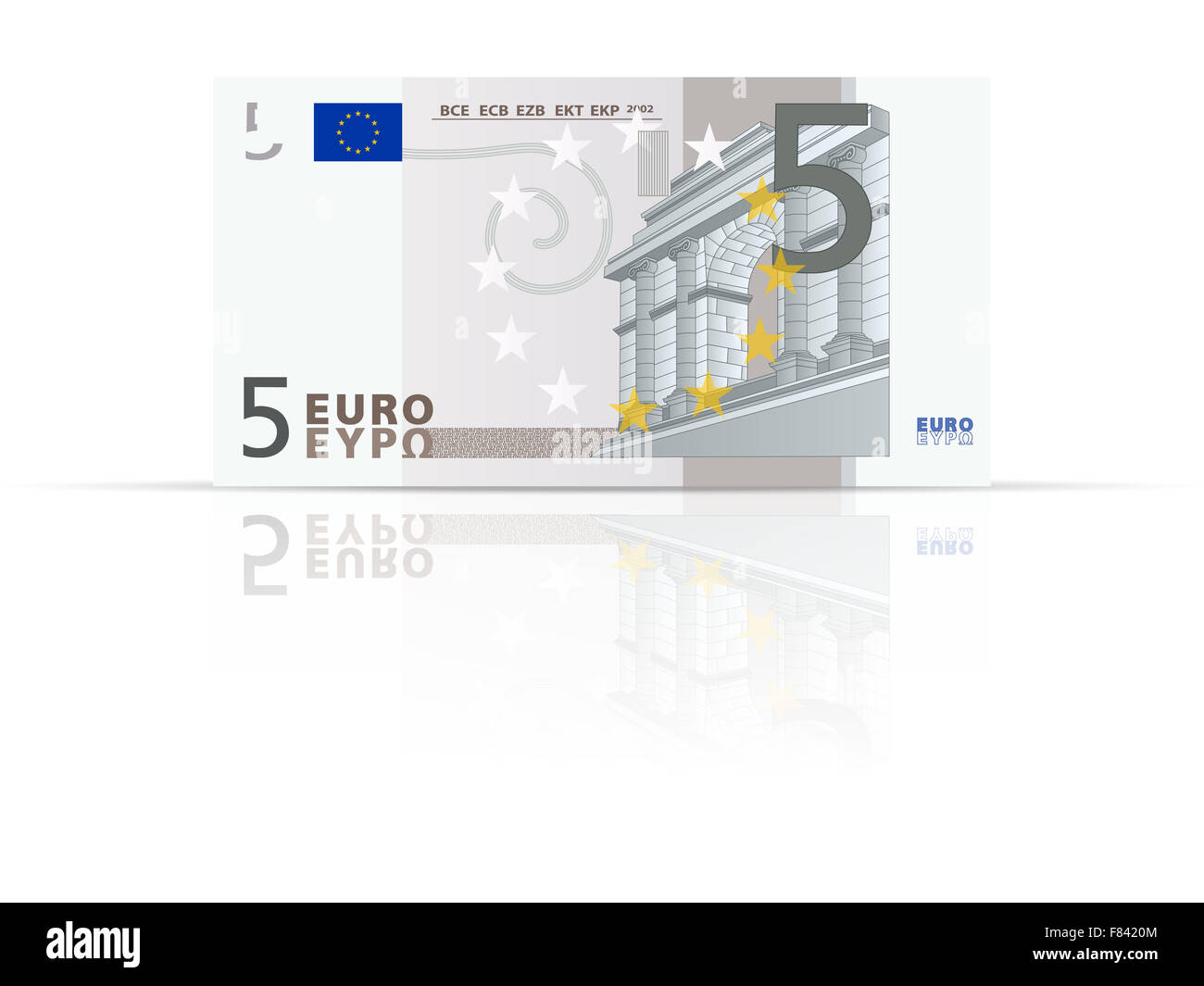 Five euro banknote on a white background Stock Photo - Alamy