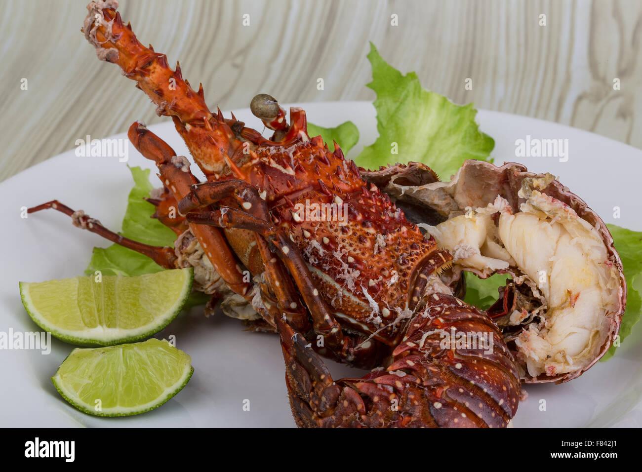 Spiny lobster grilled with lime and spices Stock Photo - Alamy