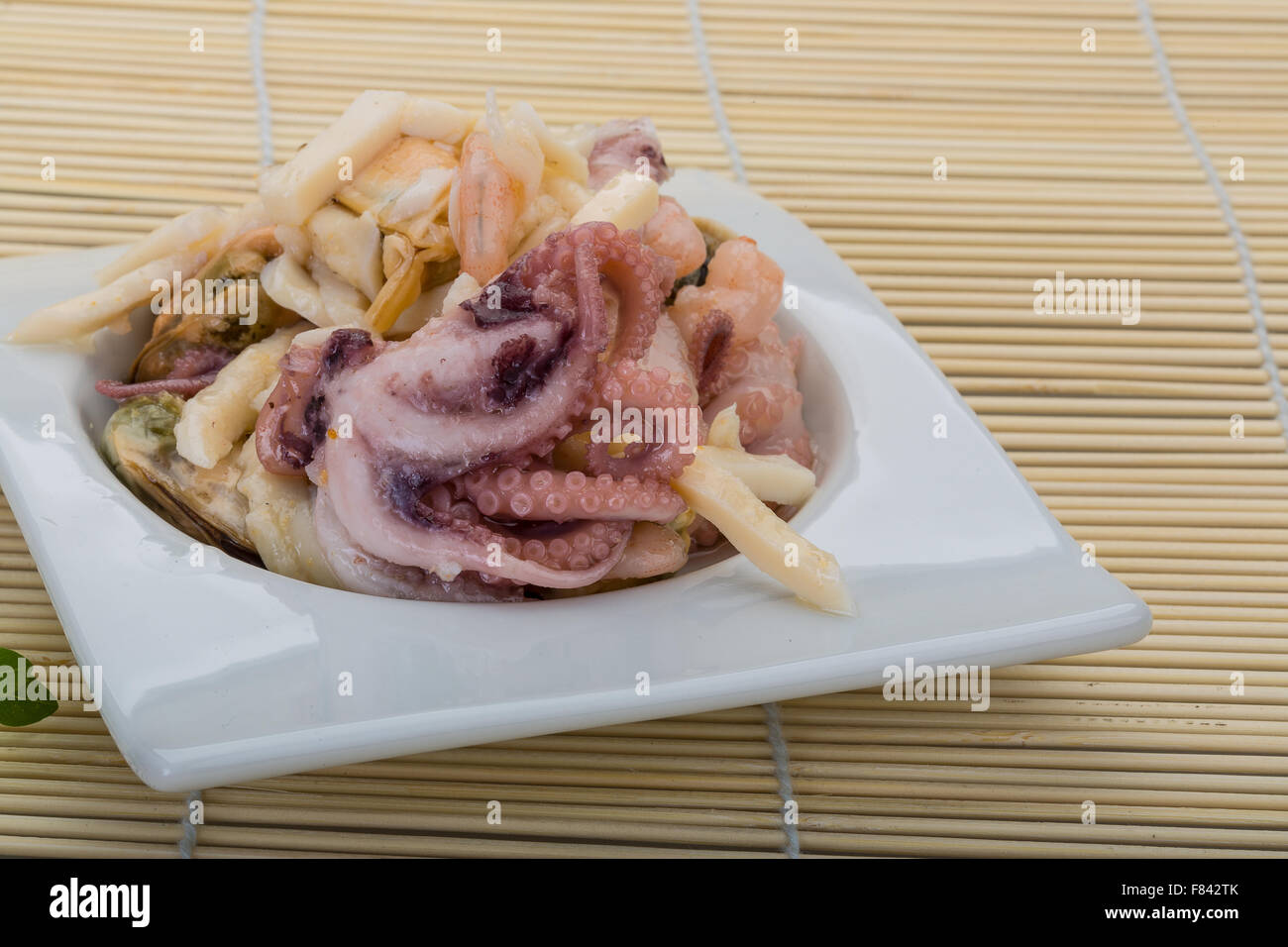 Seafood cocktail with octopus, shrimp, calamari and mussel Stock Photo ...