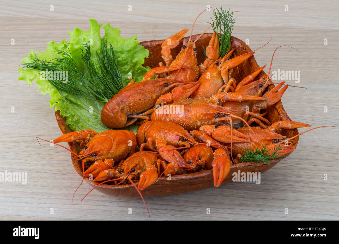 Boiled crayfish in the bowl with dill Stock Photo - Alamy