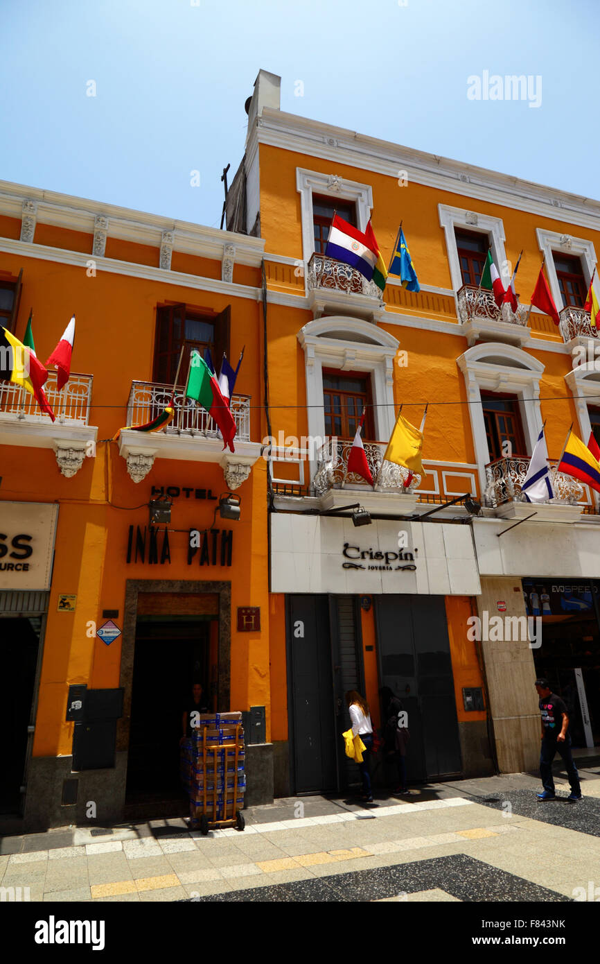 Inka Path Hotel in Jiron Union, central Lima, Peru Stock Photo - Alamy