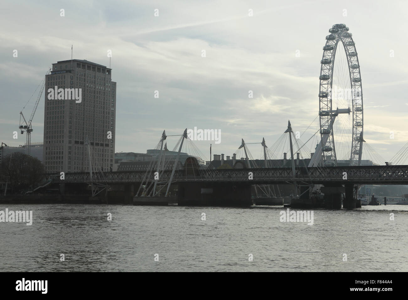 The Golden Jubilee Bridges cross the River Thames in London, UK. The ...