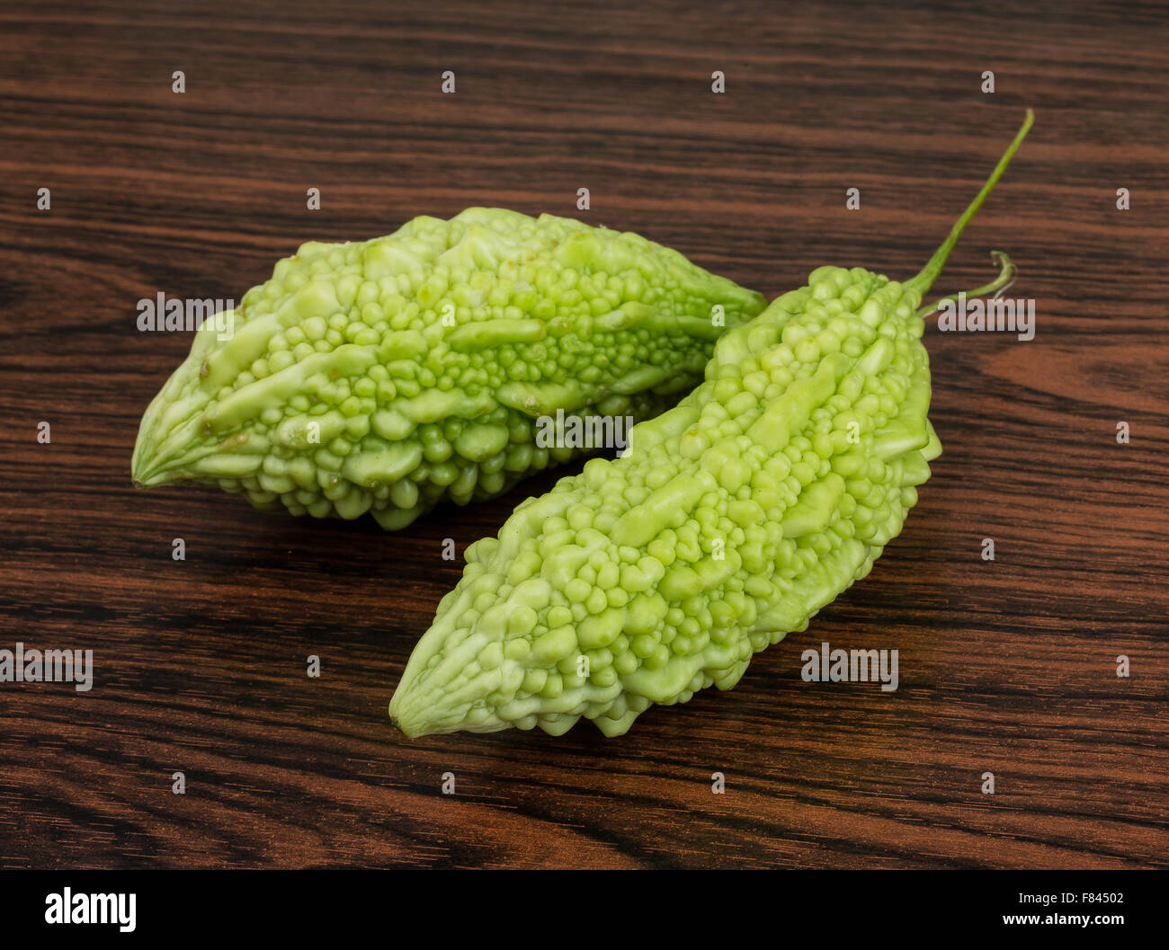 Asian vegetable - momordica on the wood background Stock Photo - Alamy