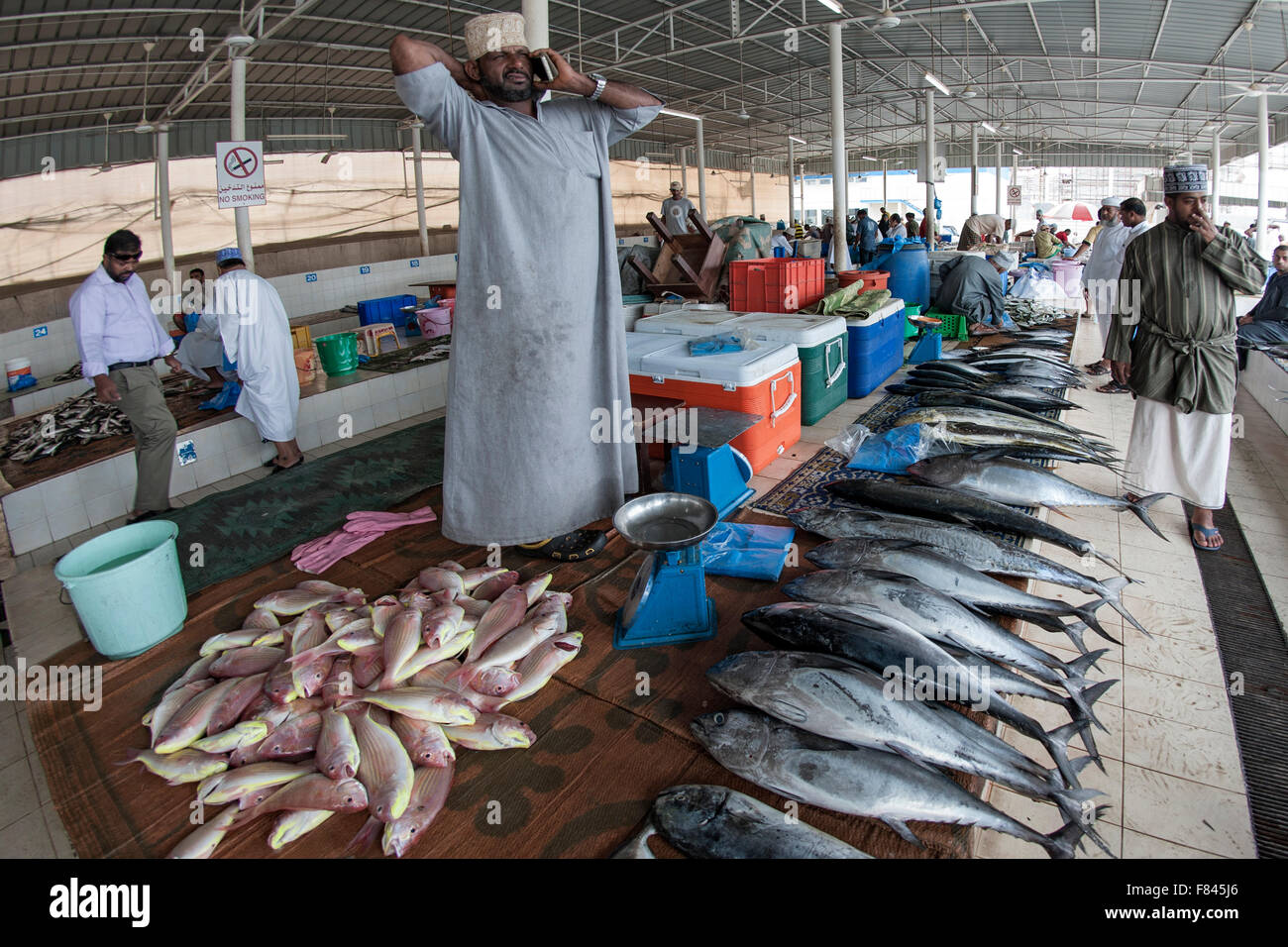 The Mutrah fish market in Muscat, the capital of the Sultanate of Oman ...