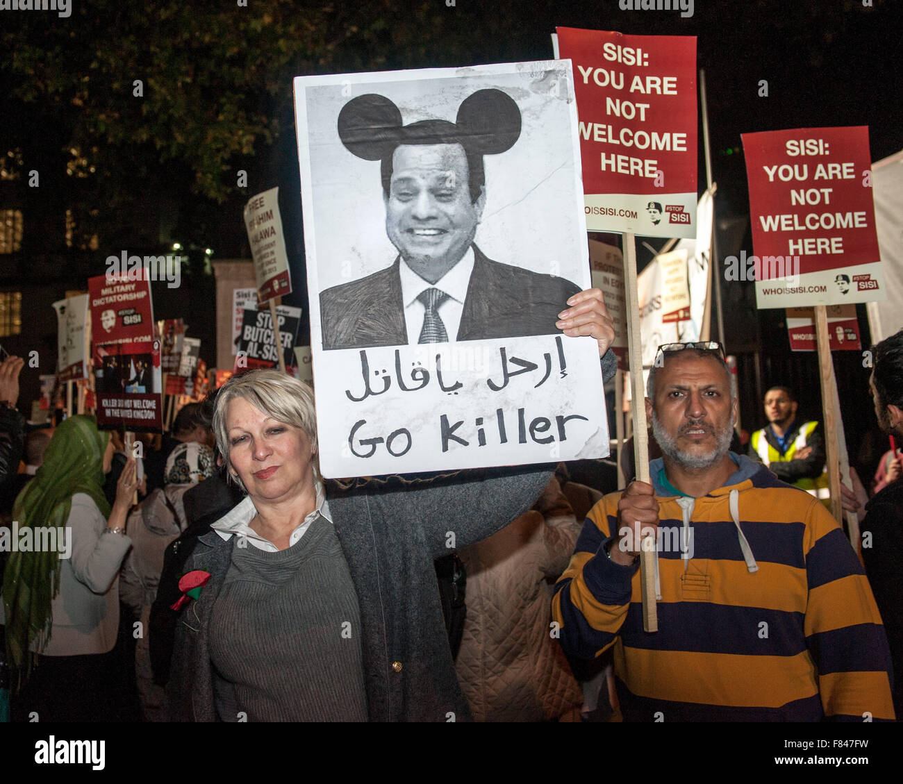 Hundreds of Egyptians gather outside Downing Street to protest against ...