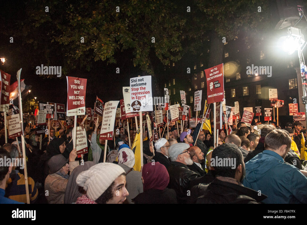 Hundreds of Egyptians gather outside Downing Street to protest against ...