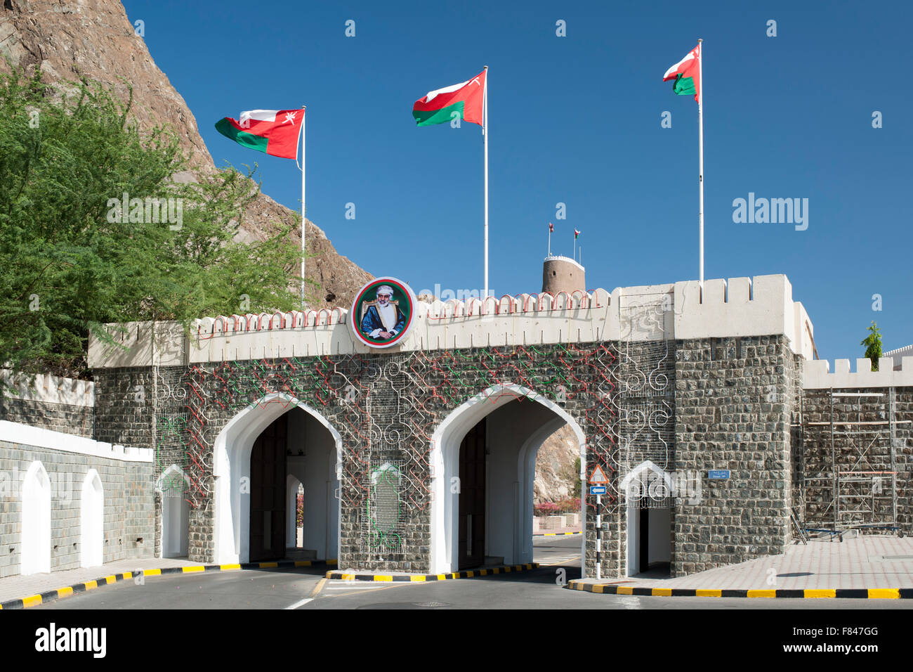 Entrance gate to Old Muscat in Muscat, the capital of the Sultanate of ...