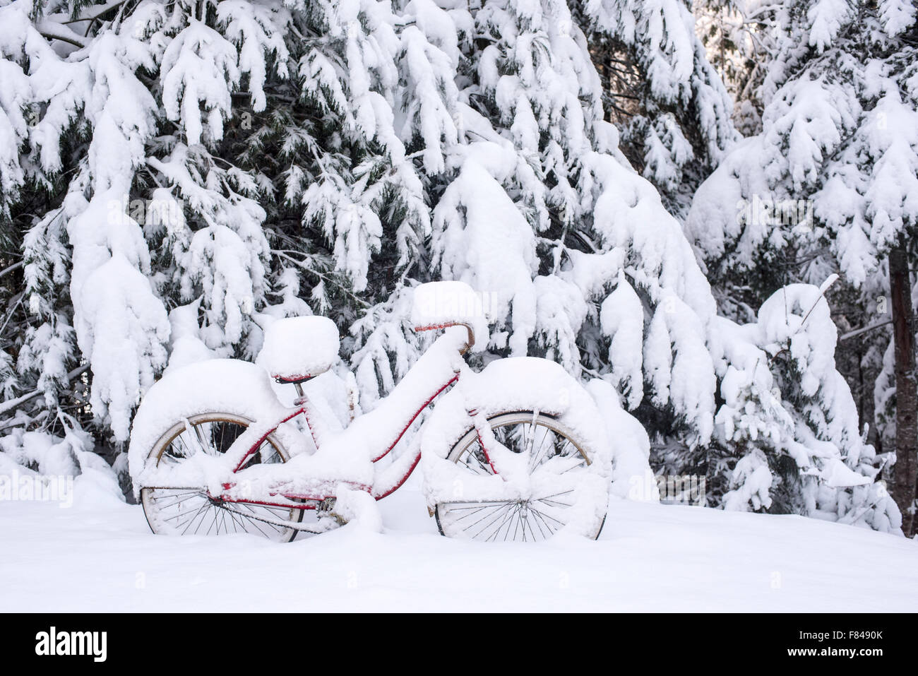 snow covered bicycle Stock Photo - Alamy
