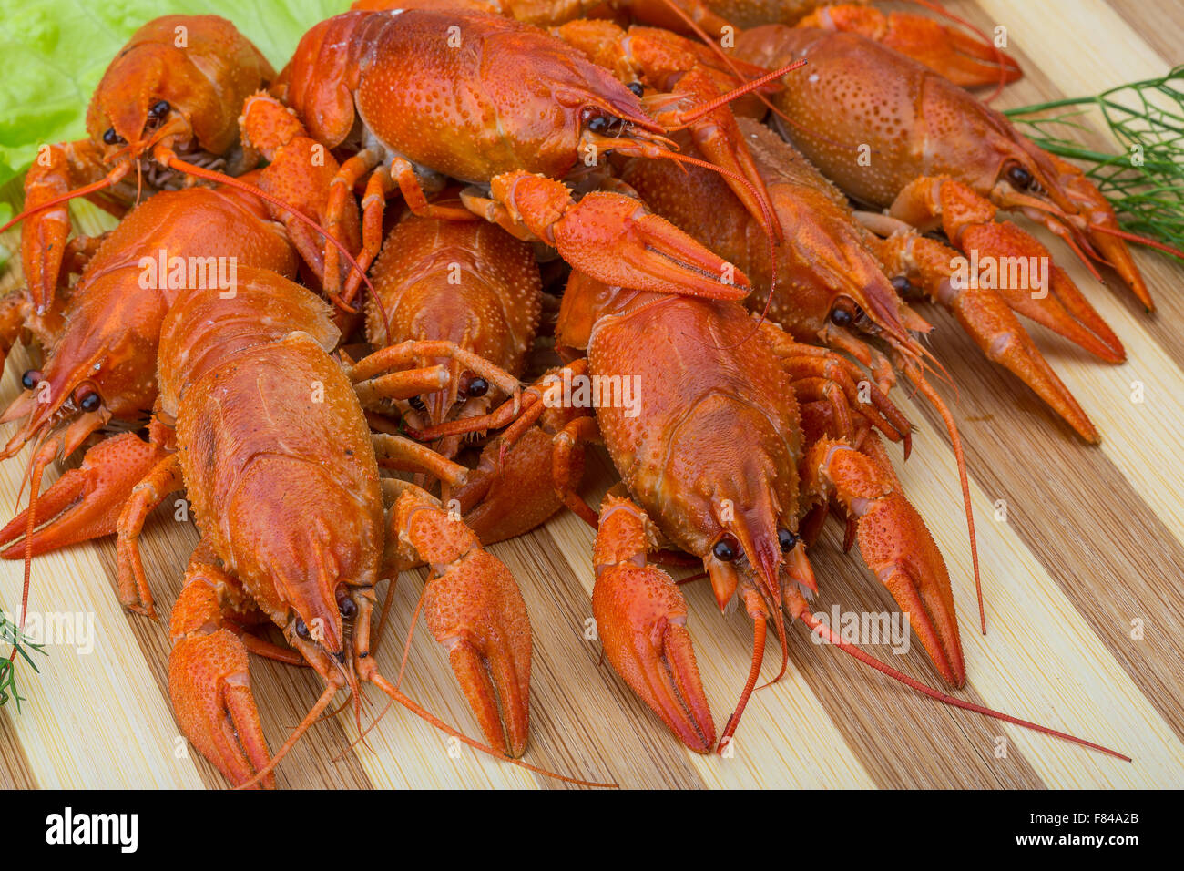 Boiled crayfish in the bowl with dill Stock Photo - Alamy