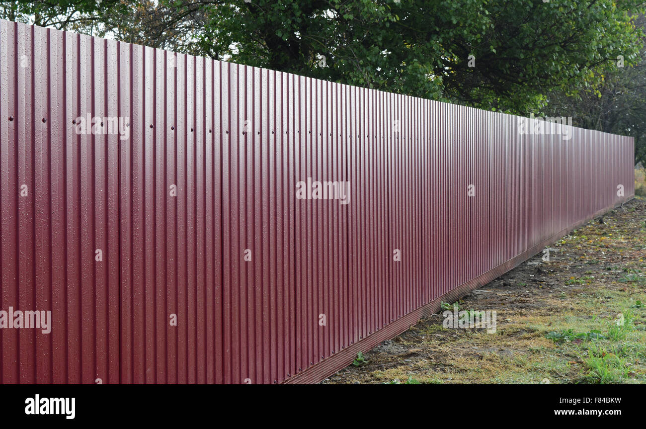 Diagonal pattern of metal profile. Fences from the galvanized iron ...