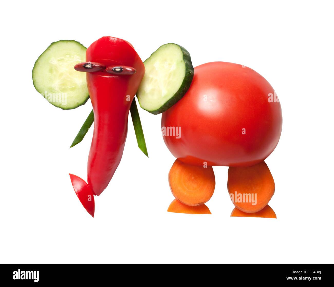 Funny elephant made of fresh vegetables on isolated background Stock ...