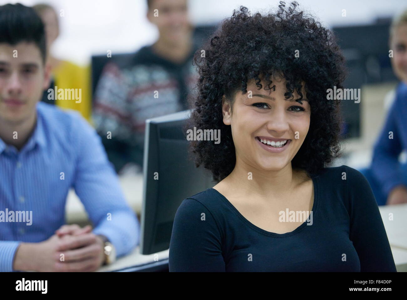 portrait of young female student at school classroom Stock Photo - Alamy