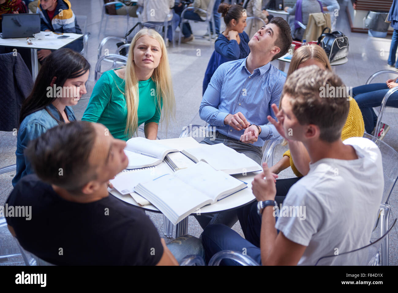 happy students group study in classroom Stock Photo - Alamy