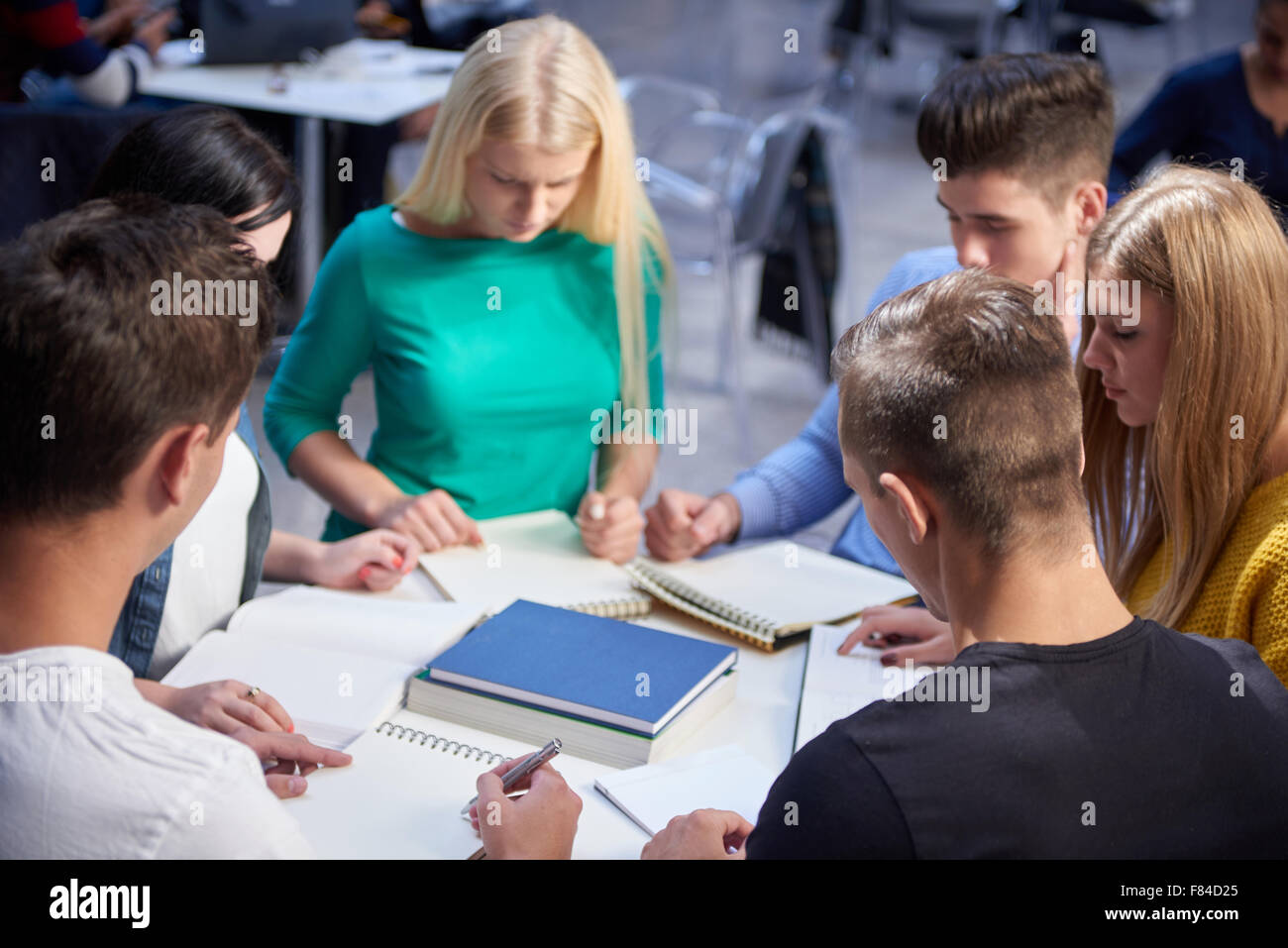 happy students group study in classroom Stock Photo - Alamy