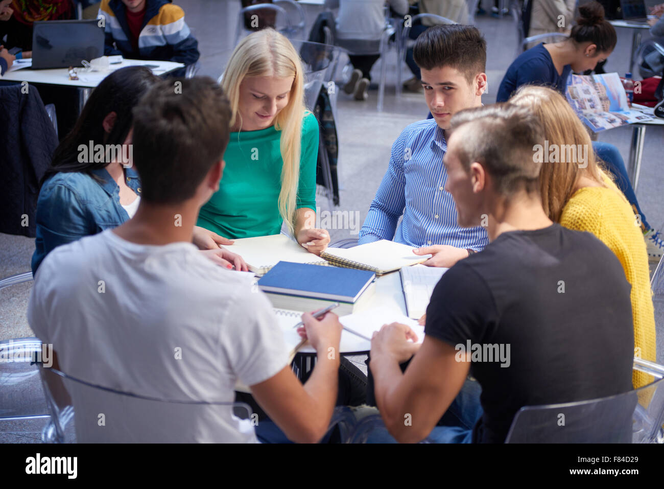 happy students group study in classroom Stock Photo - Alamy