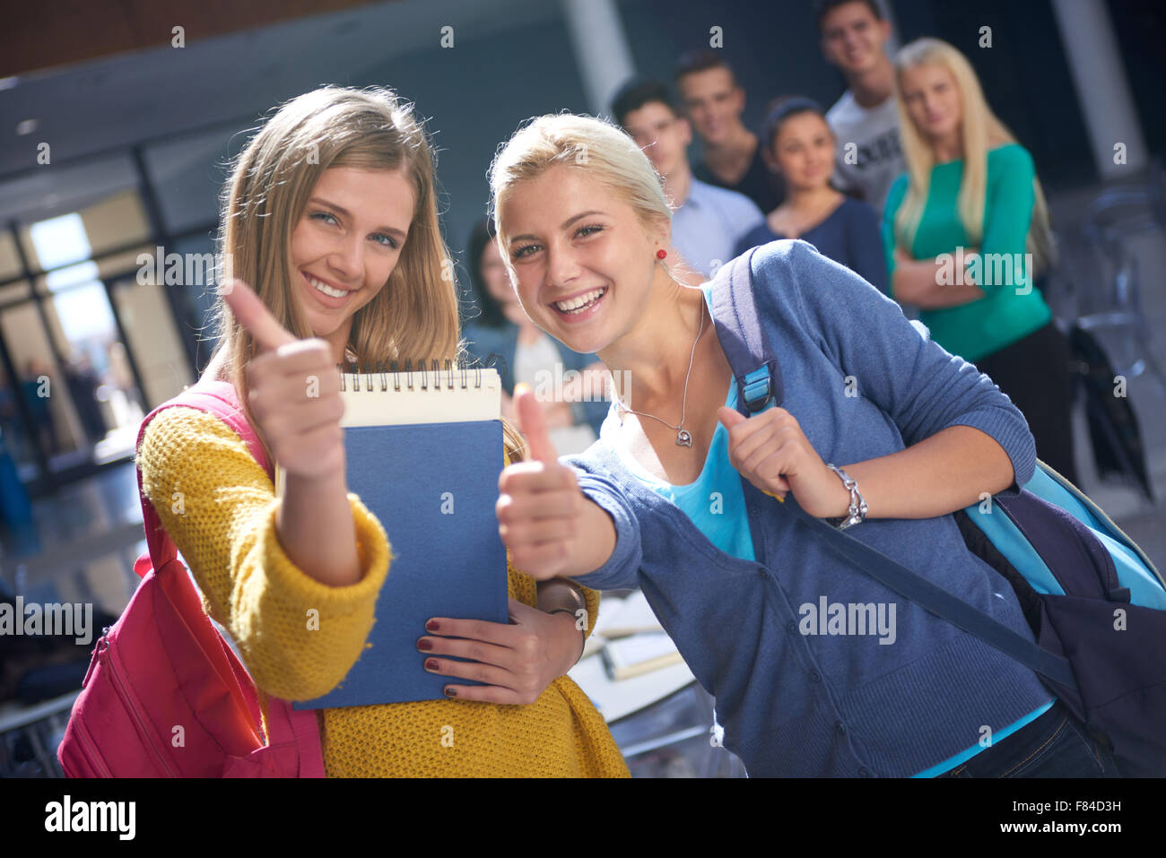 happy students group study in classroom Stock Photo - Alamy