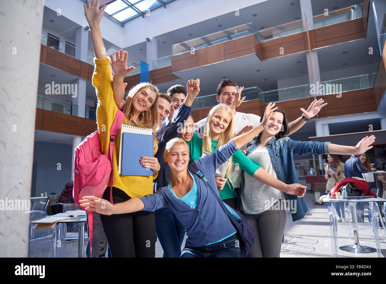 happy students group study in classroom Stock Photo - Alamy