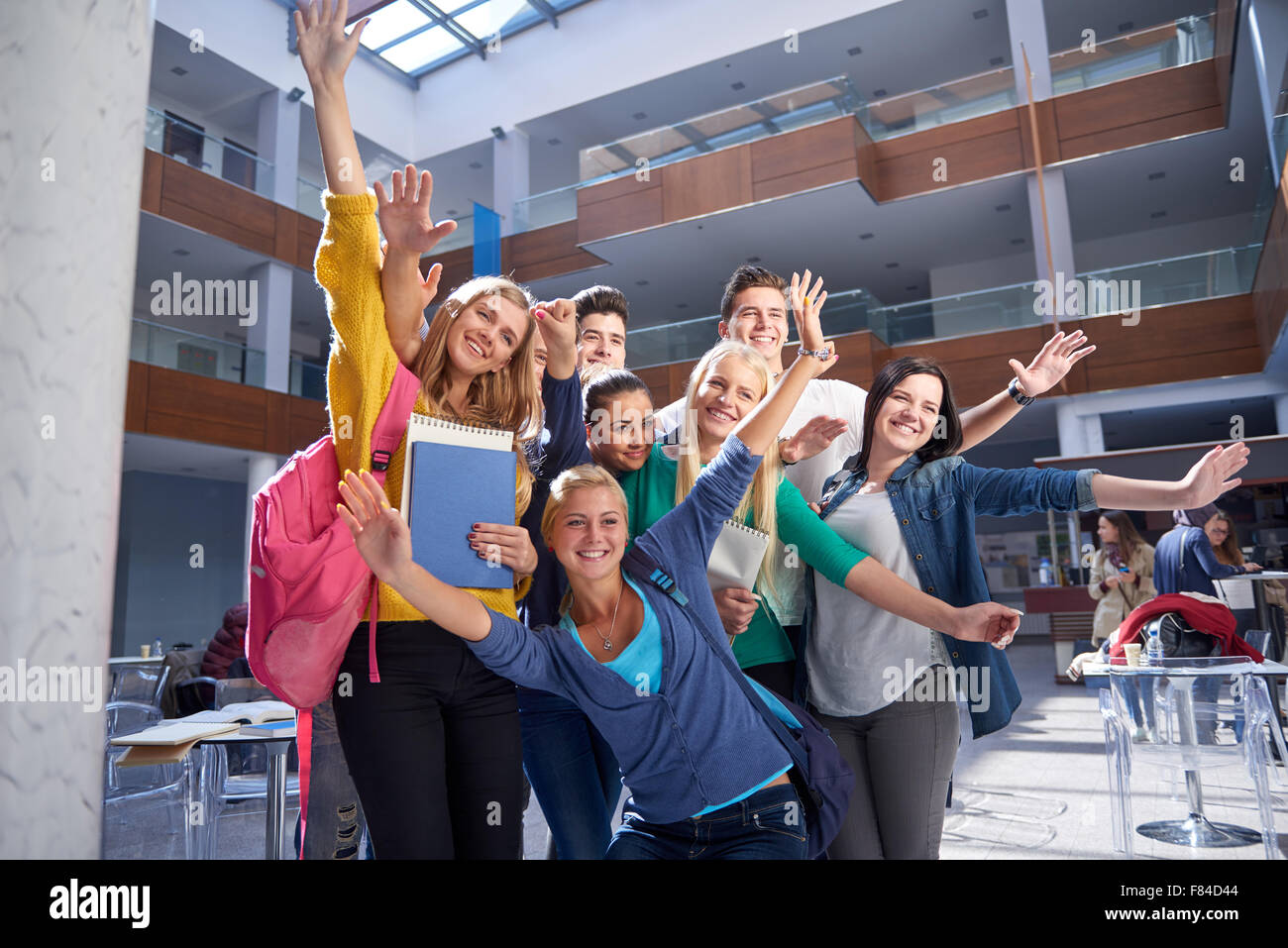 happy students group study in classroom Stock Photo - Alamy