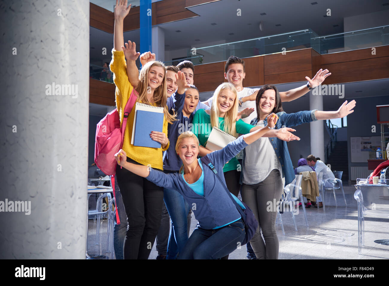 happy students group study in classroom Stock Photo - Alamy