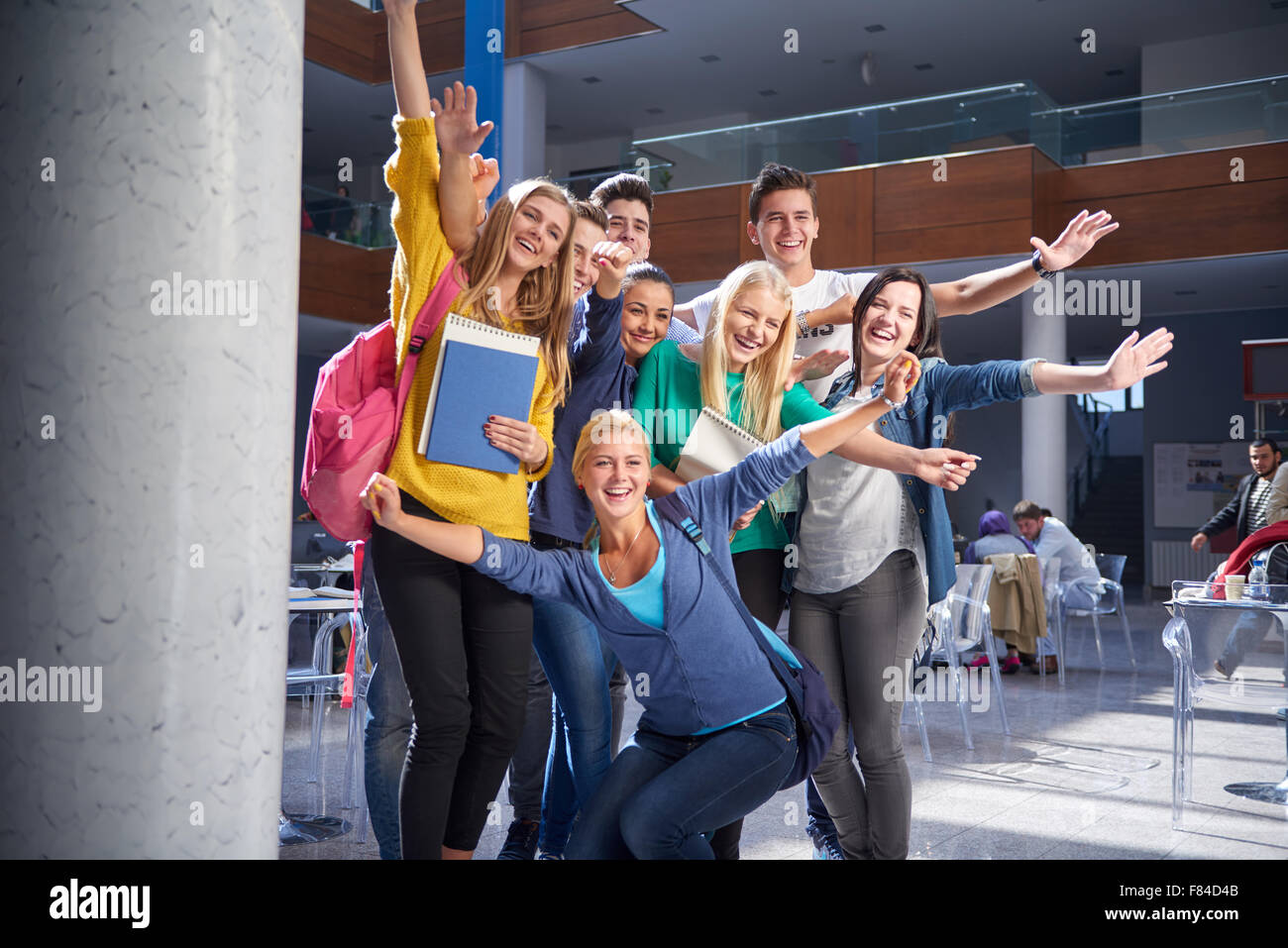 happy students group study in classroom Stock Photo - Alamy