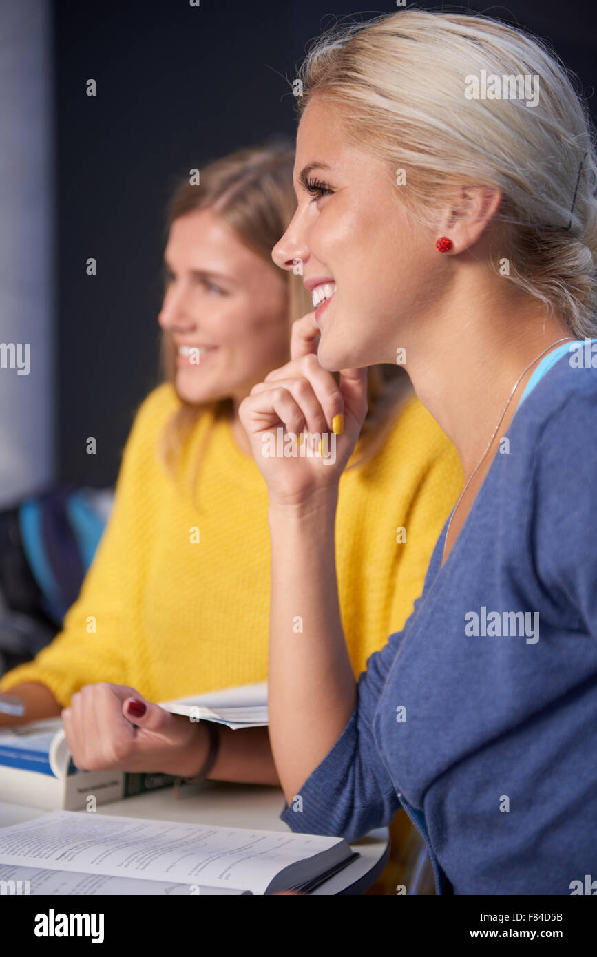 happy students group study in classroom Stock Photo - Alamy